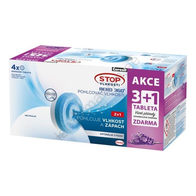 Ceresit - AERO 360° 2-ühes niiskusekoguja tabletid, 4x 450 g, lavendli ...