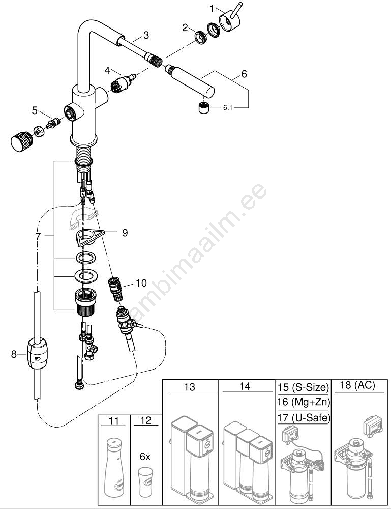 GROHE 30601DC0 - Köögisegisti BLUE PURE väljatõmmatava otsikuga ...