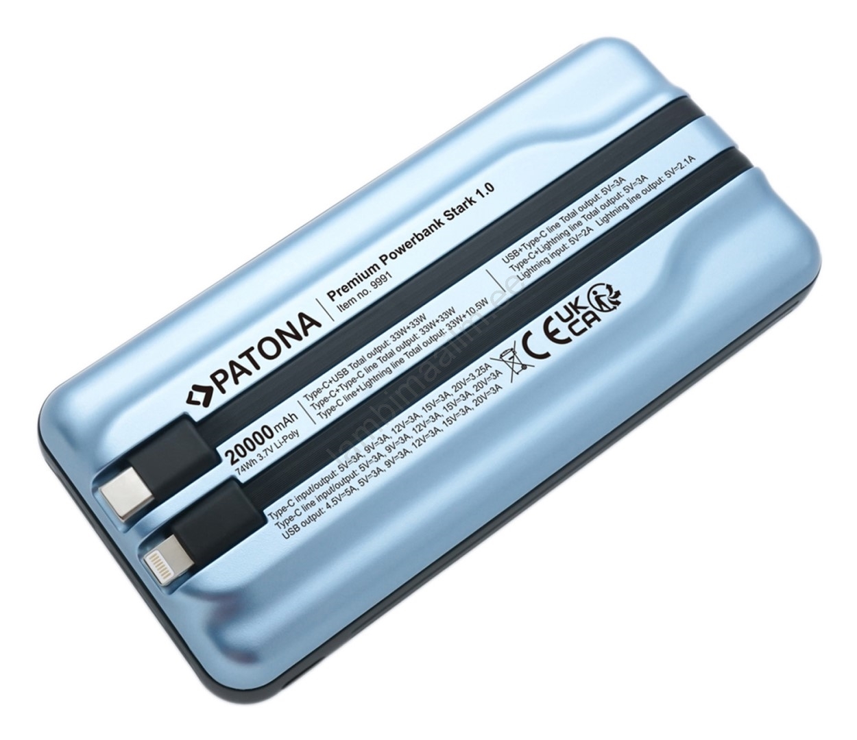 PATONA - Akupank 20000mAh PD65W Li-Pol 3A USB-C/Lightning kaabel ...