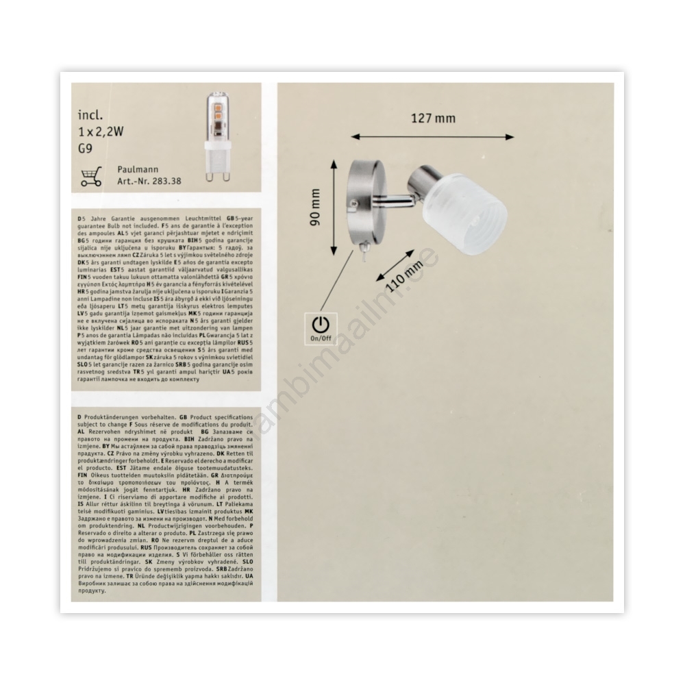 Paulmann 60198 - LED-G9/2,2W Kohtvalgusti seinale HELIX 230V | Lambimaailm
